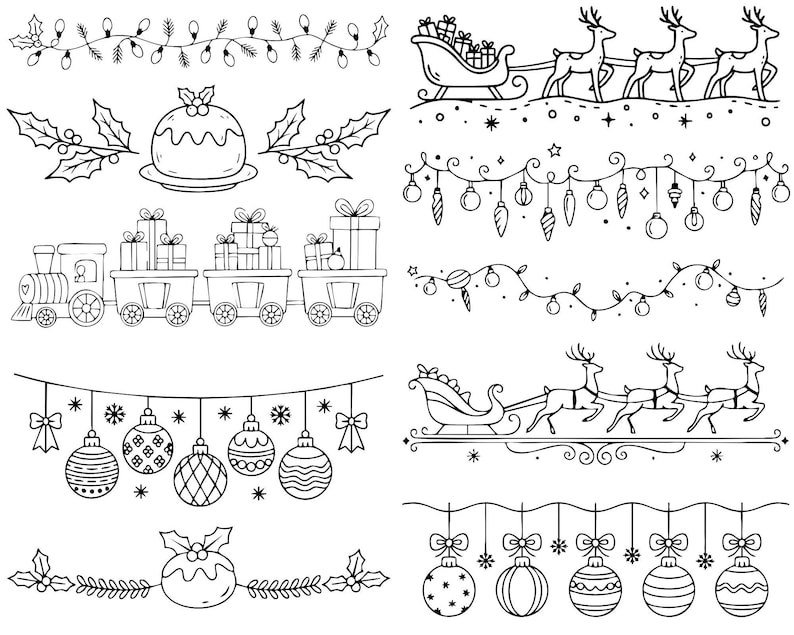 Christmas Text Divider SVG PNG Bundle, Line Divider | Design Element ...
