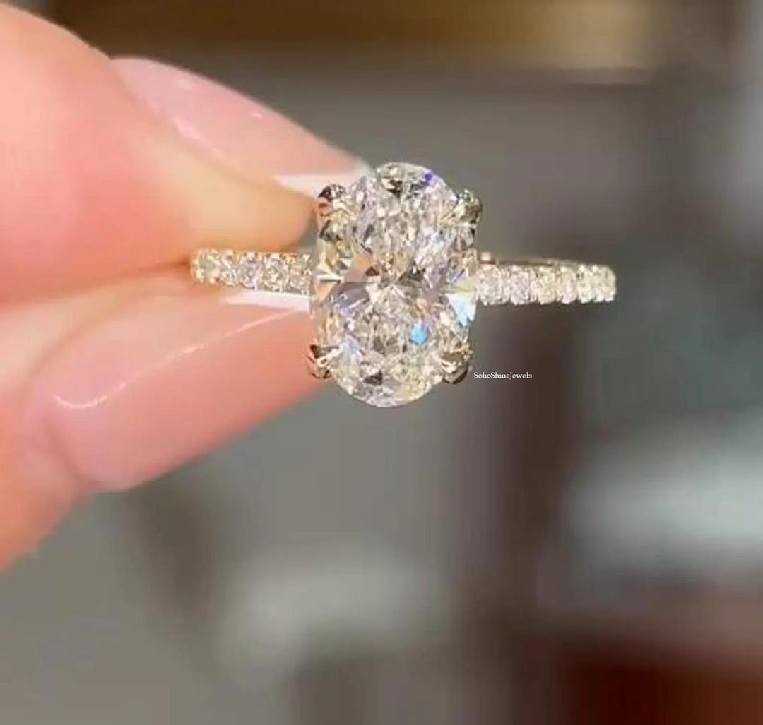 2.50 CT Oval Cut Moissanite Engagement Ring, Tulip Setting Wedding Ring ...