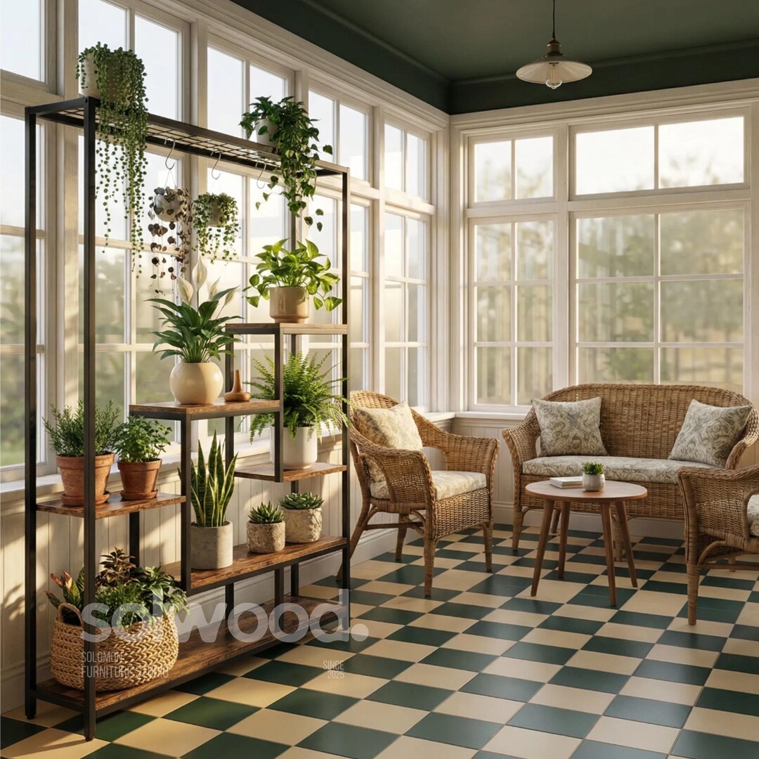 5-tier Indoor Plant Stand With Hanging Hooks, Large Metal Shelf for ...