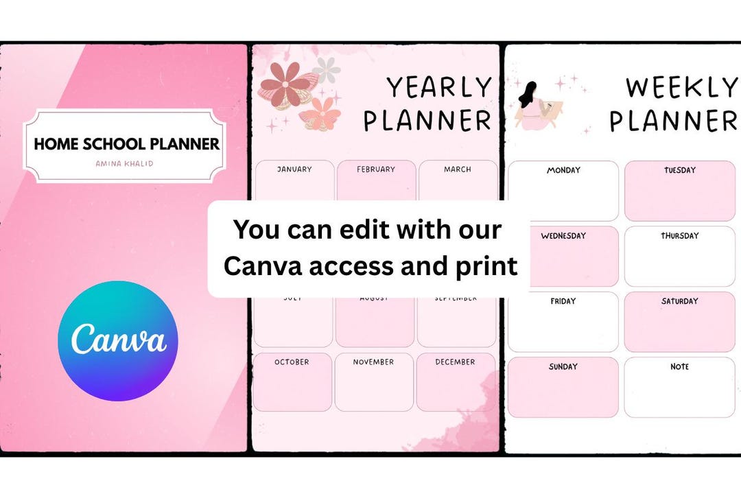 Homeschool Planner Printable and Canva Editable | Weekly & Monthly ...