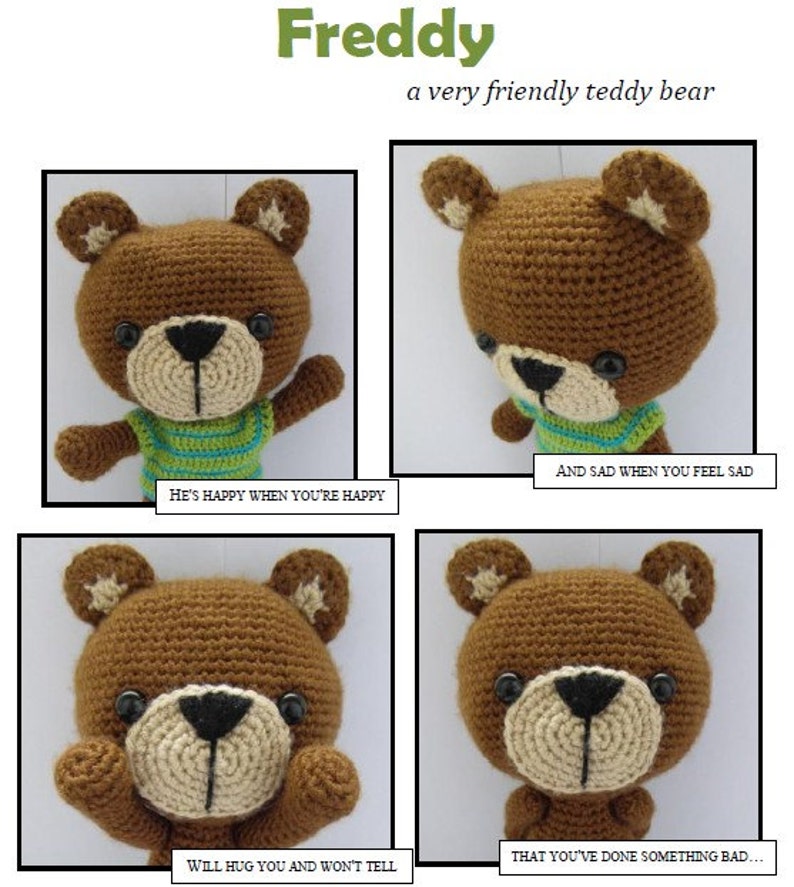 Freddy Teddy Crochet Bear Pattern / Instructions - Etsy