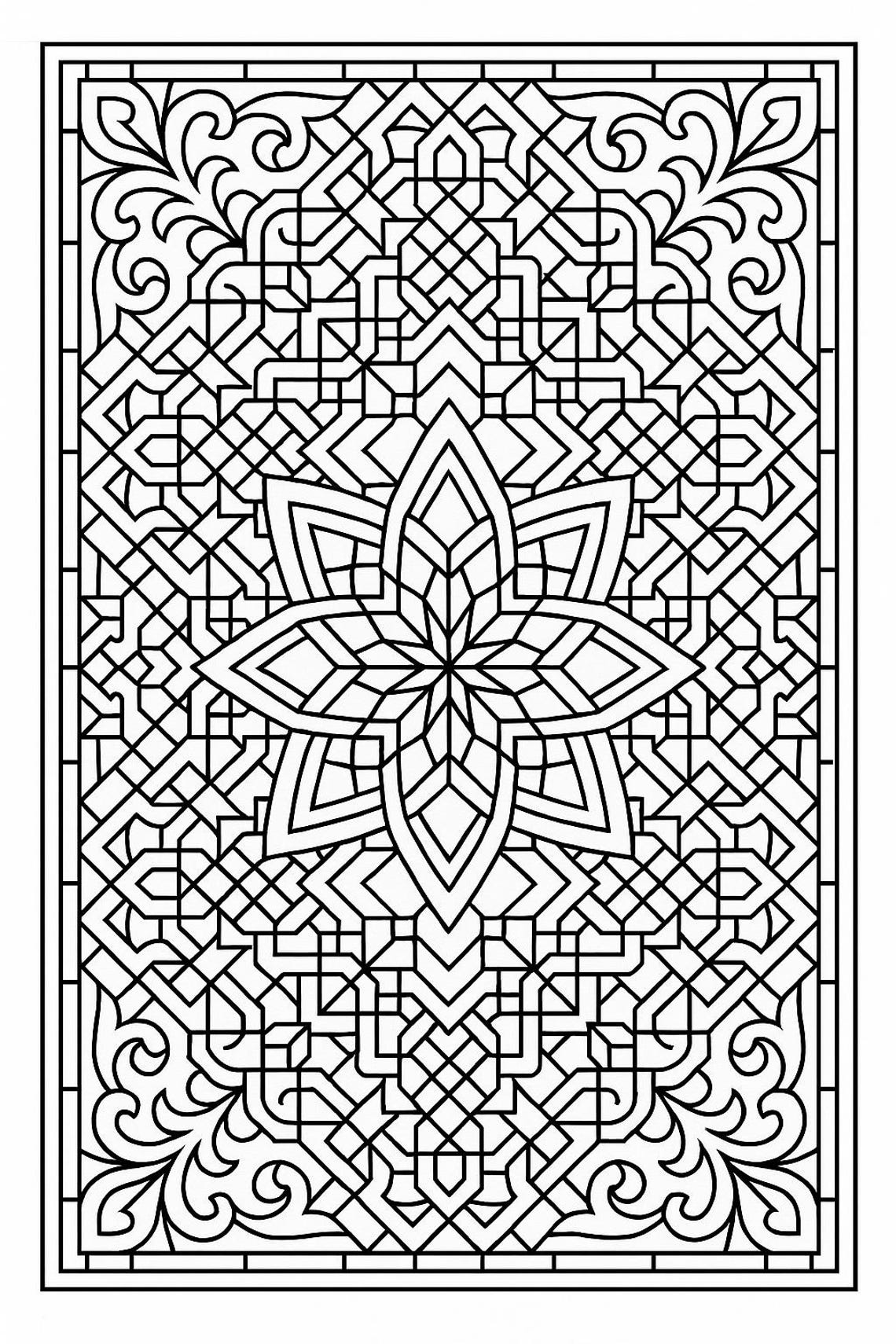 15 Islamic Geometric Colouring Pages | Arabesque Mandala Printable Art ...