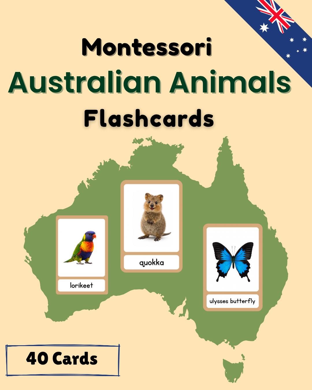 Montessori Australian Animals Flashcards | Printable PDF | Preschool ...