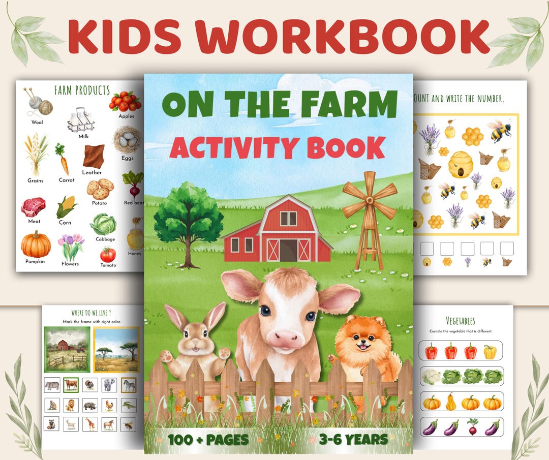 Printable Farm Activity Book for Kids 3-6 | Preschool Worksheets ...