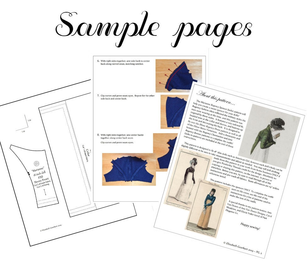 PDF Sewing Pattern Marianne Regency Spencer Jacket for 18 Inch - Etsy