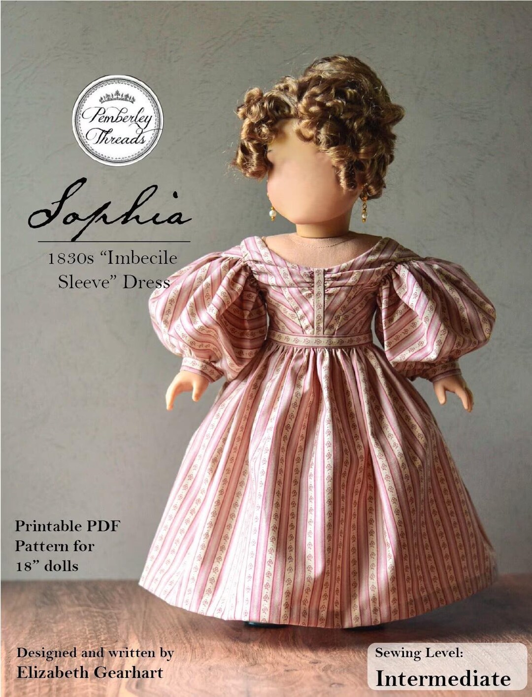 PDF Sewing Pattern Sophia 1830s Imbecile Sleeve Dress for 18 Inch Dolls ...