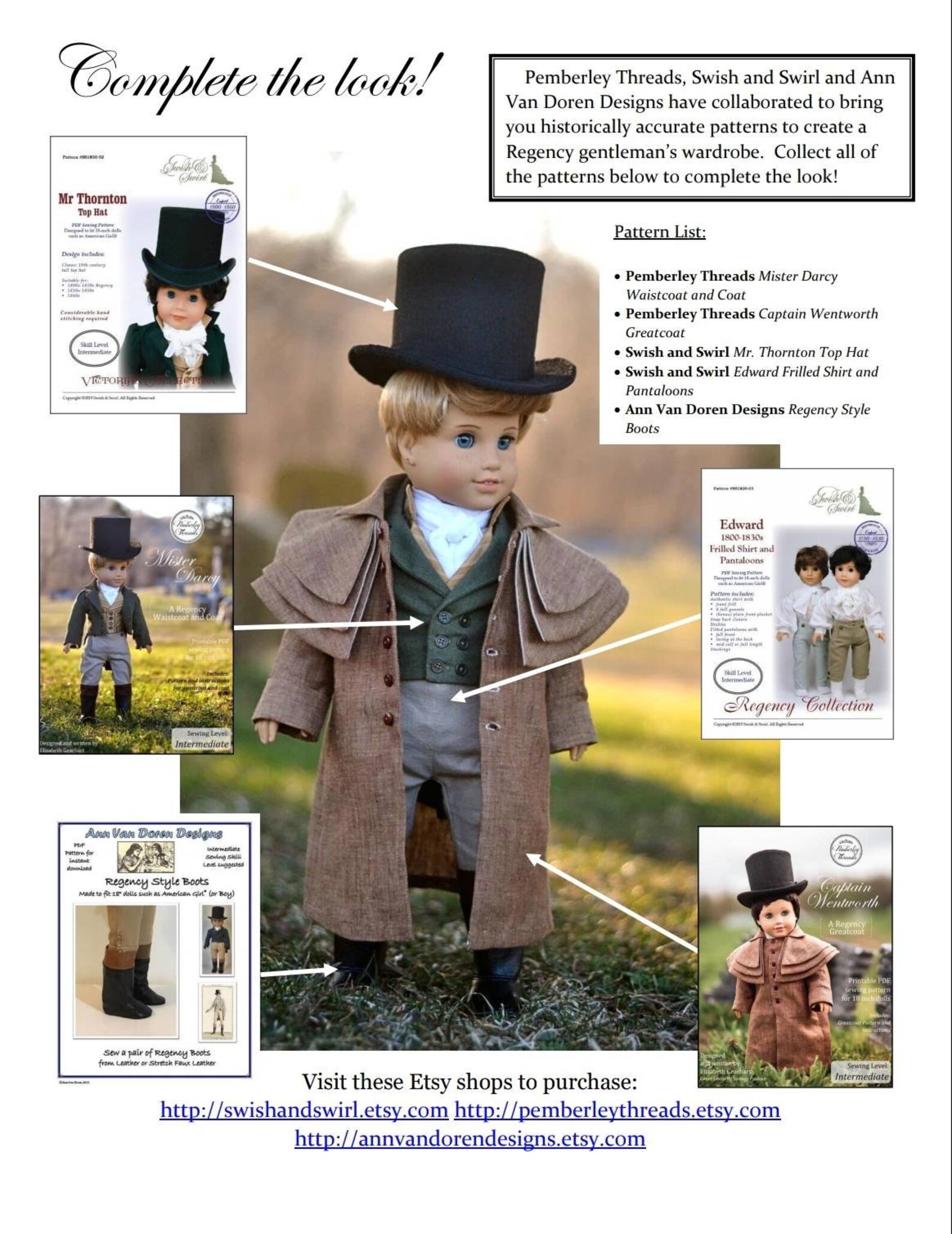 PDF Sewing Pattern Captain Wentworth Regency Boy Doll Outfit - Etsy