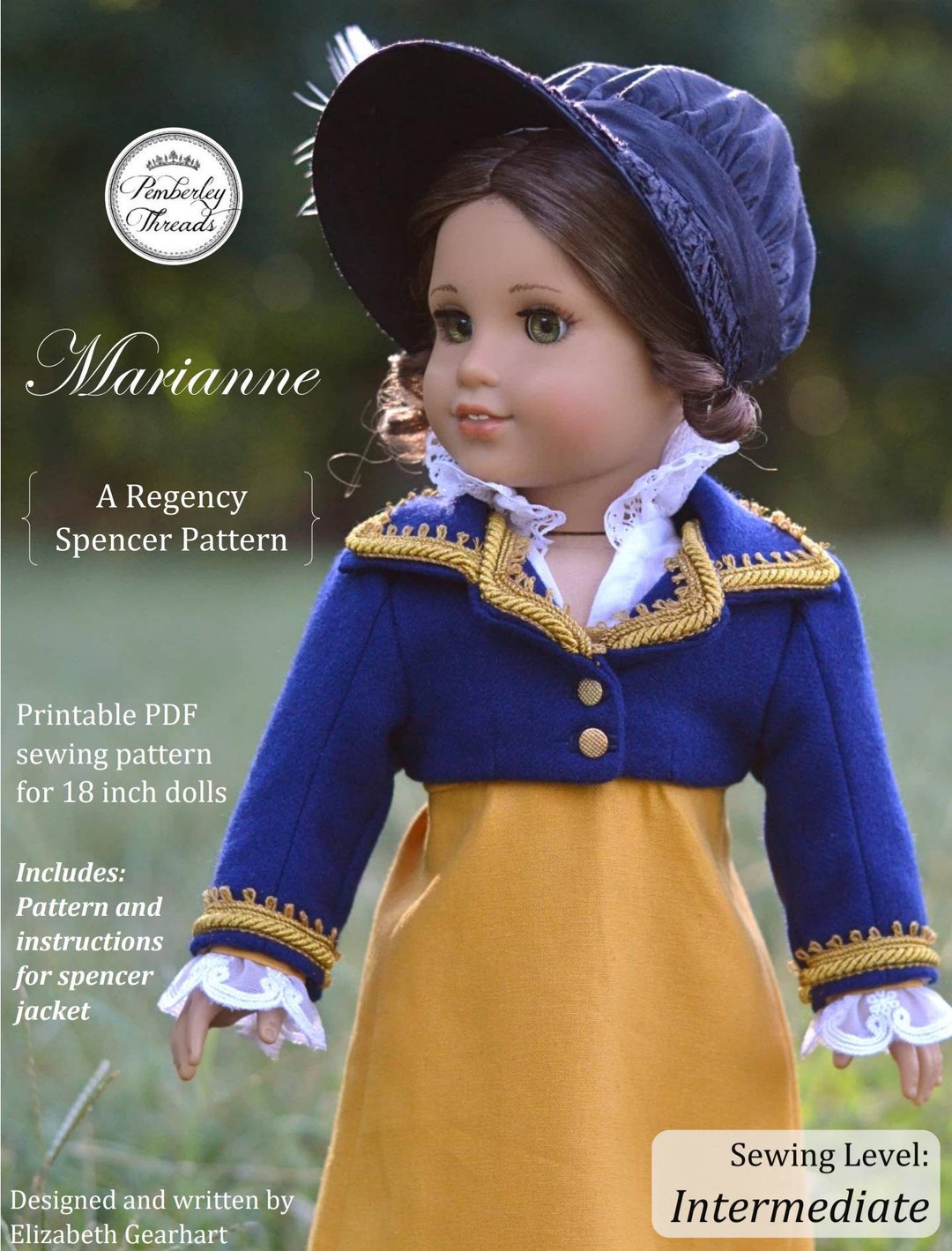 PDF Sewing Pattern Marianne Regency Spencer Jacket for 18 Inch Dolls ...