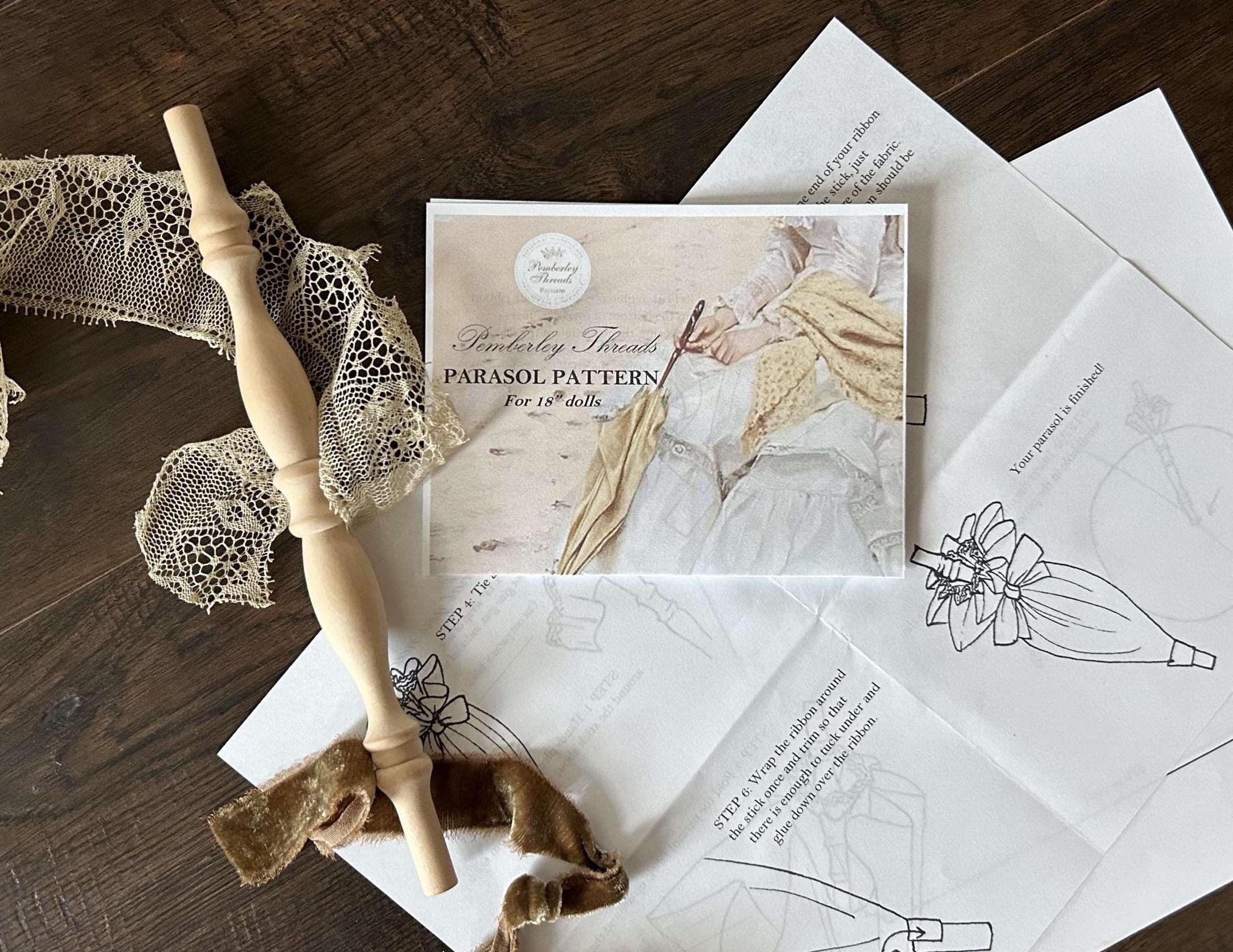 No-sew Doll Parasol Kit and Pattern for 18 Inch Dolls - Etsy