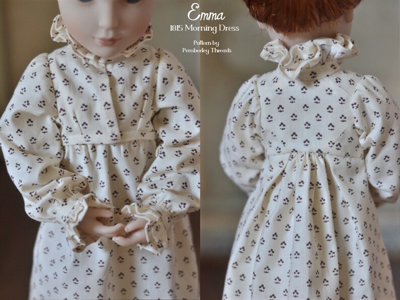 Emma 1815 Morning Dress Sewing Pattern for 16 Inch Dolls (PDF Pattern ...