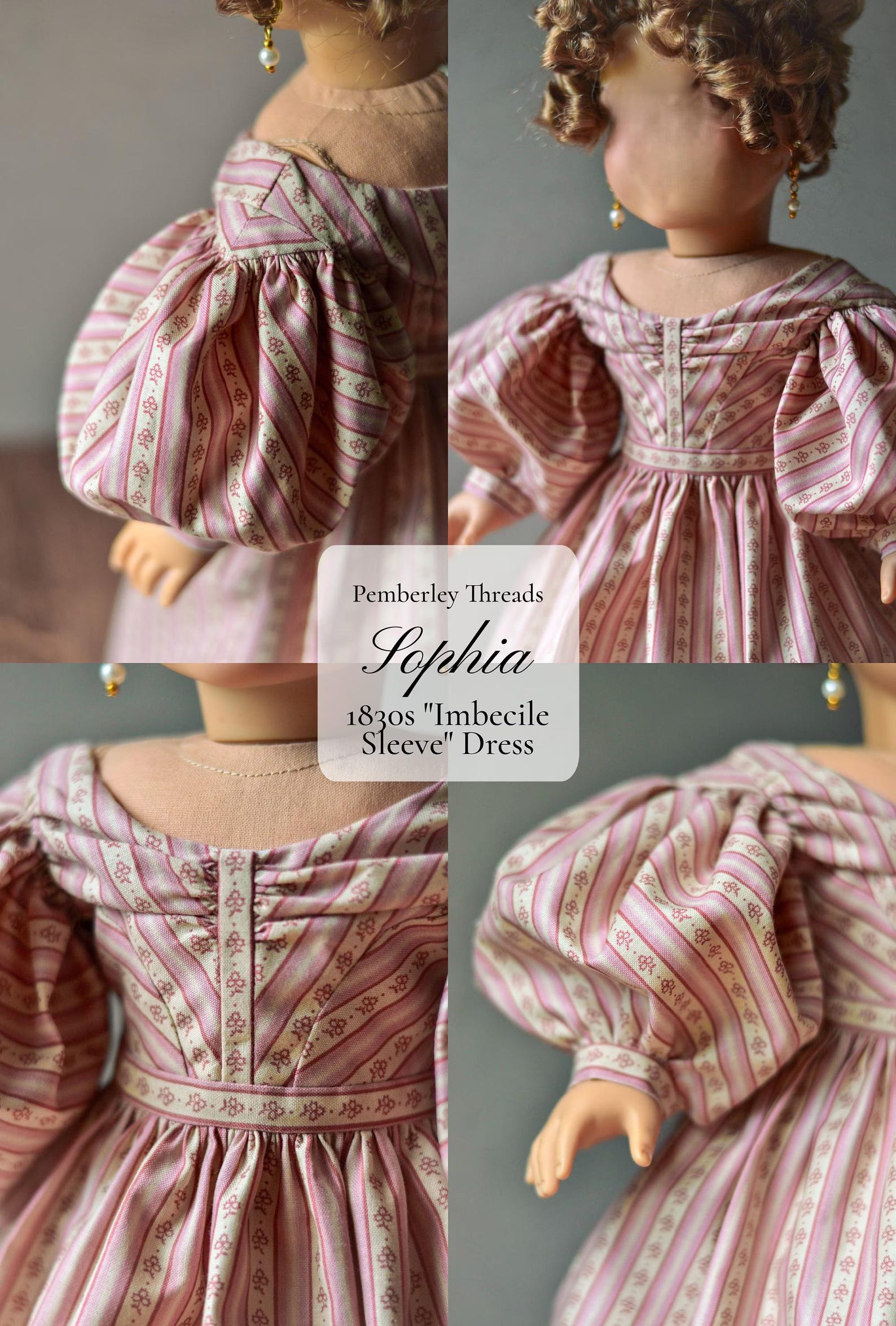 PDF Sewing Pattern Sophia 1830s Imbecile Sleeve Dress for 18 Inch Dolls ...