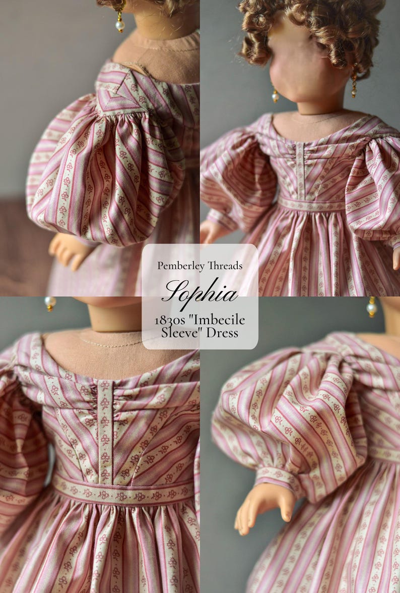 PDF Sewing Pattern Sophia 1830s Imbecile Sleeve Dress for 18 Inch Dolls ...