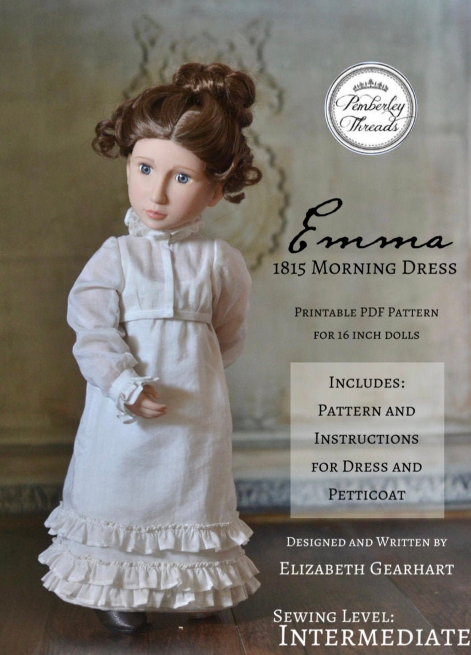 PDF Sewing Pattern Emma 1815 Morning Dress Regency for 16 Inch - Etsy