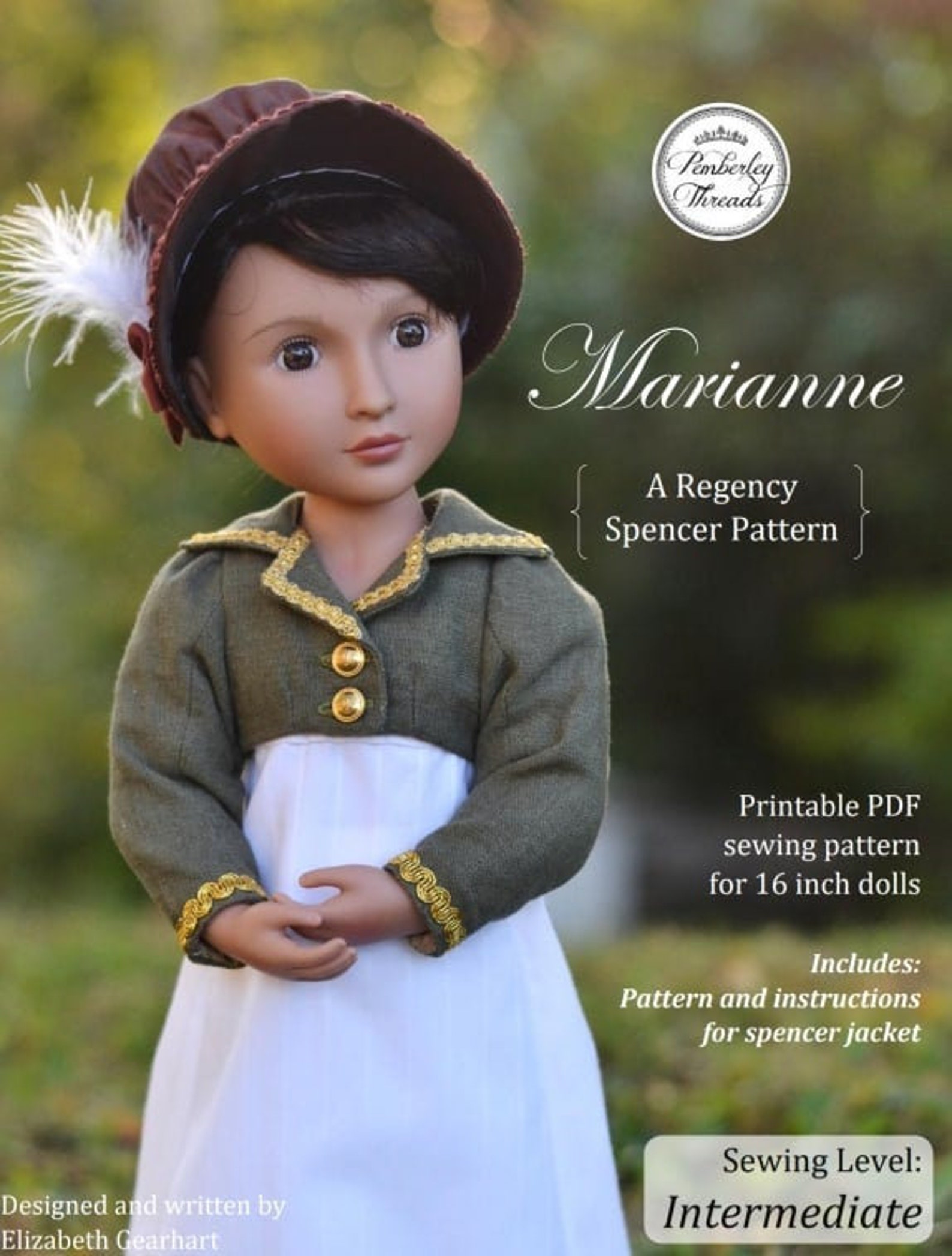 PDF Sewing Pattern Marianne Regency Spencer Jacket for 16 Inch Dolls A ...
