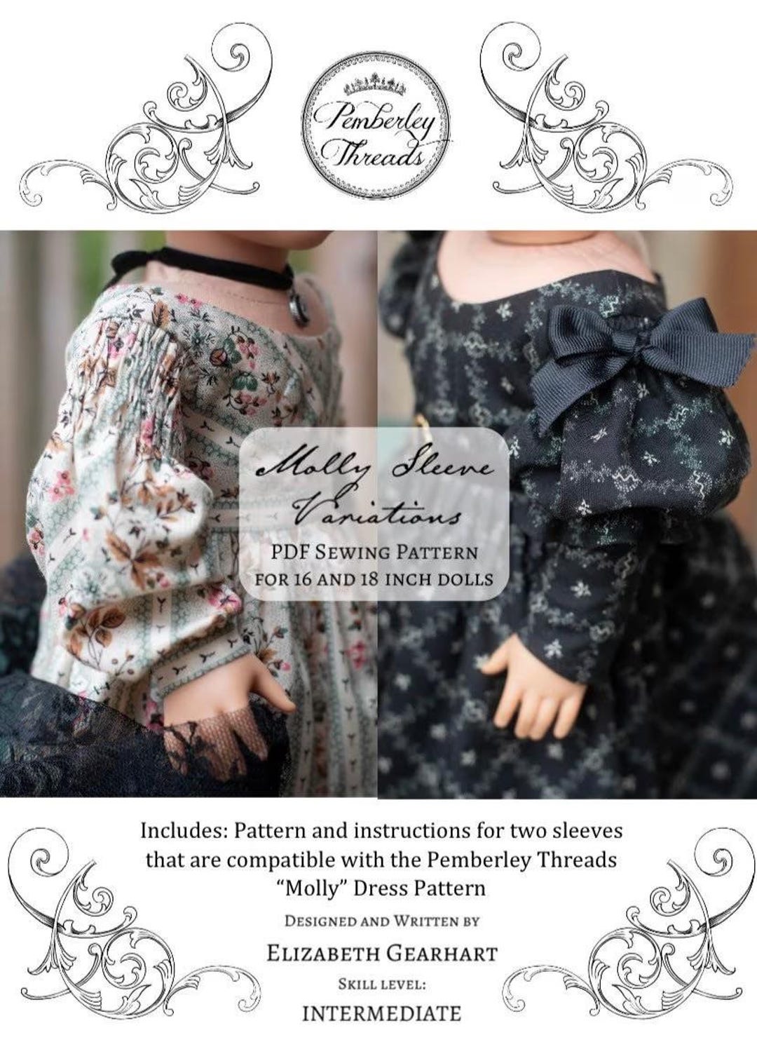1830s Doll Gown Sleeve Sewing Pattern, Molly Dress Variations (PDF ...