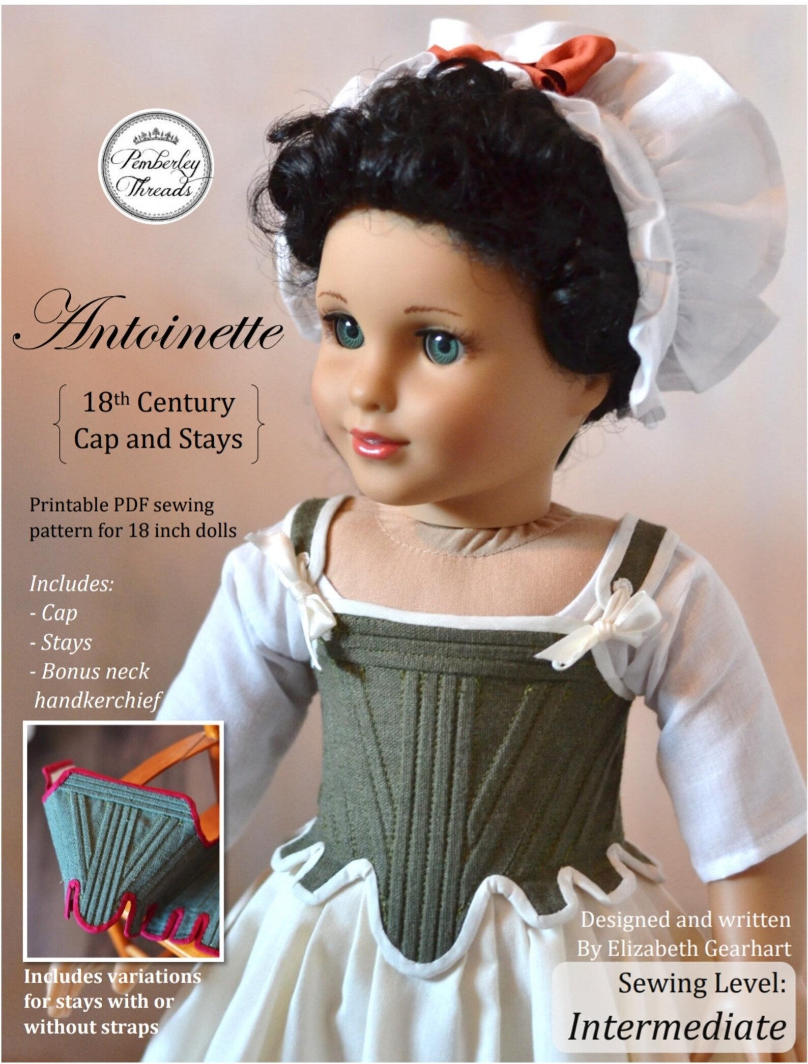 PDF Sewing Pattern Antoinette 18th Century Cap and Stays | Etsy Canada