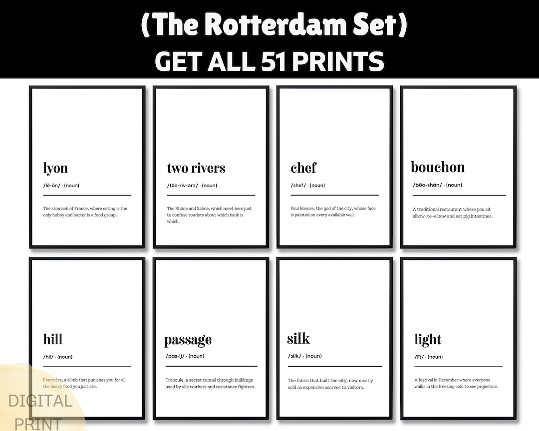 Rotterdam Funny Definition Print Set, Dutch City Humor Wall Art ...