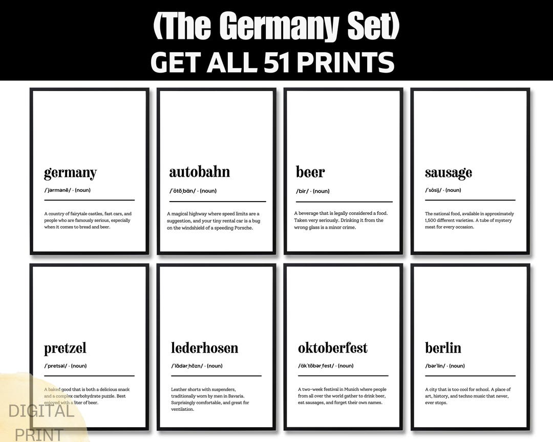 Funny Germany Definition Print, Humorous German Wall Art, Berlin Home ...
