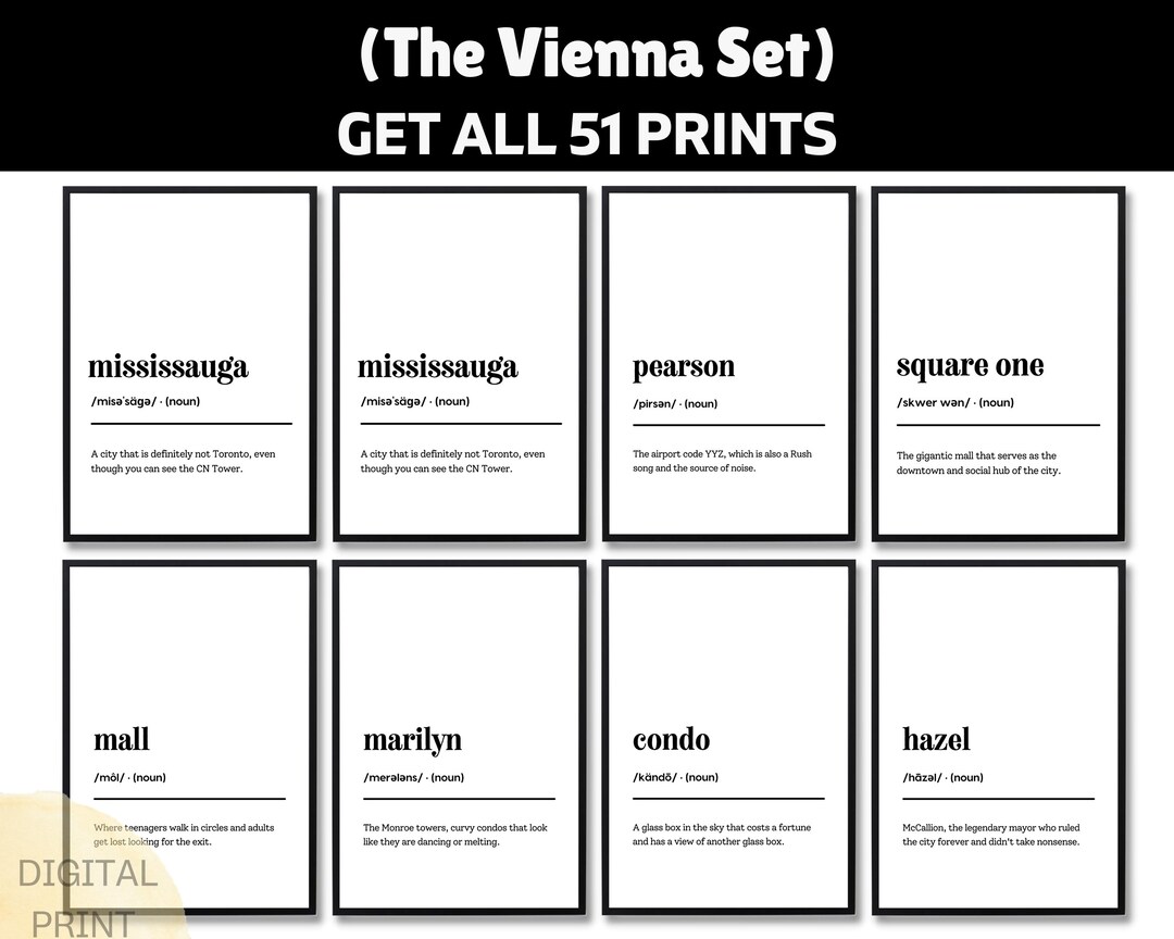 Vienna Funny Definition Print Set, Austrian City Humor Wall Art ...
