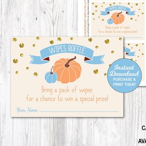 Pumpkin Wipes Raffle Ticket, Wipes Raffle Ticket Printable, Wipes ...