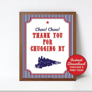 Train Thank You for Chugging by Sign, Train Favor Sign, Vintage Train ...