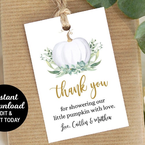 EDITABLE Pumpkin Boy Favor Tags Thank You Tags Gift Tags - Etsy