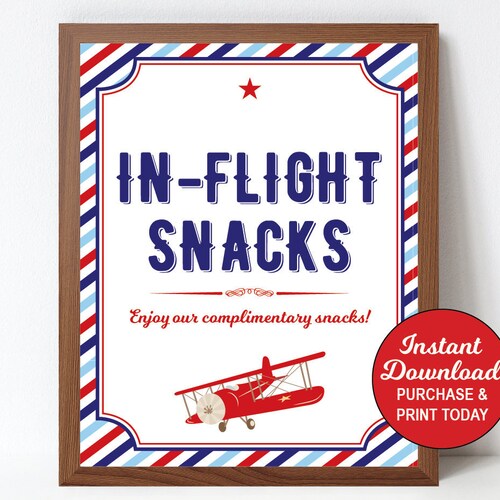 Airplane Inflight Snack Sign Airplane Birthday Sign Airplane - Etsy