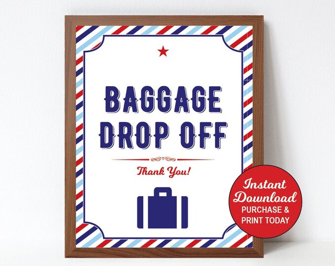 Airplane Baggage Drop off Sign Airplane Gift Table Sign - Etsy