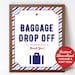 Airplane Baggage Drop off Sign, Airplane Gift Table Sign, Luggage Drop ...