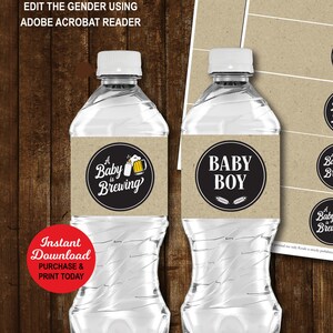 A Baby is Brewing Water Labels, Beer Baby Shower Water Labels, Boy Baby ...