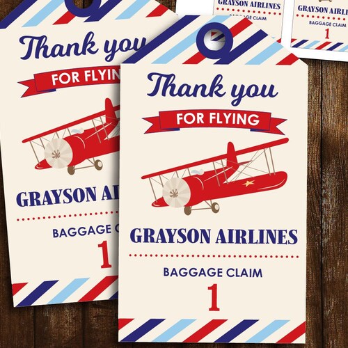 Airplane Birthday Favor Tags Airplane Thank You Tags - Etsy