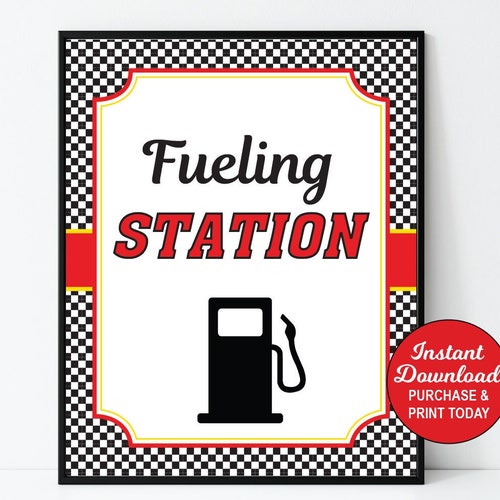 Fueling Station Sign Race Car Birthday Sign Printable Racing - Etsy