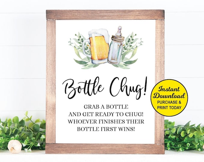 Bottle Chug Game, A Baby is Brewing Game, Baby Shower Game, Beer Baby ...