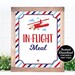 Airplane Inflight Meal Sign, Airplane Food Table Sign, Airplane ...