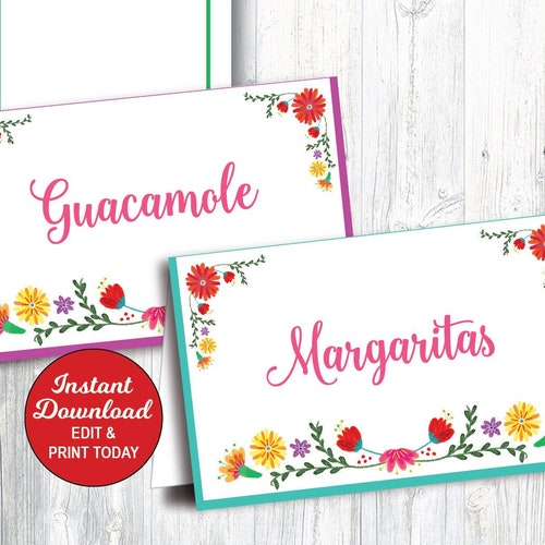 Fiesta Food Labels Printable Fiesta Birthday Decorations | Etsy