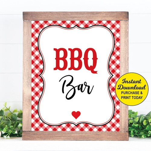 BBQ Bar Sign I Do BBQ Printable Sign Food Table Sign Red | Etsy