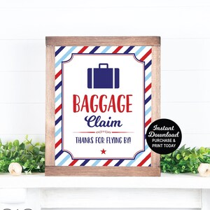 Airplane Baggage Claim Sign, Airplane Favor Sign, Airplane Birthday ...