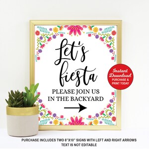 Fiesta Directional Sign, Fiesta Bridal Shower Sign Arrow, Let's Fiesta ...