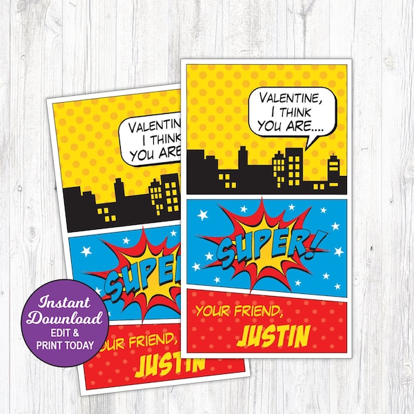 Superhero Valentine - Etsy