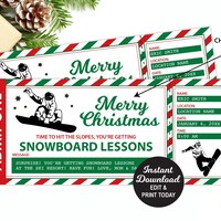 Printable SKIING Surprise Reveal Ticket, Gift Voucher, Editable Event ...