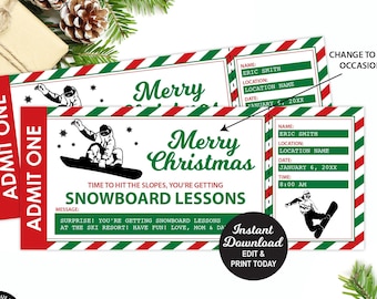 Snow Boarding Lessons Gift Certificate - Etsy