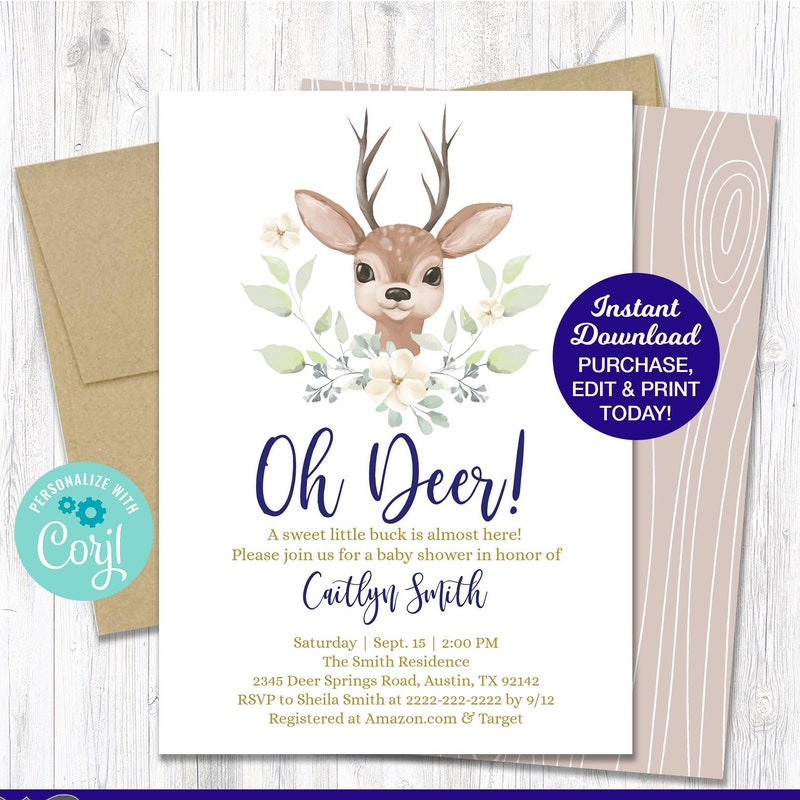 Deer Invitation - Etsy