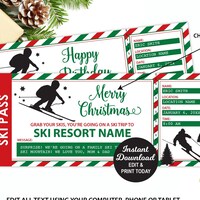 Editable Skiing Pass Ticket Template | Skiing Pass Ticket | Printable ...