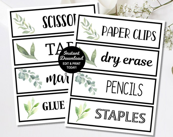 Greenery Classroom Labels Botanical Classroom Supply Labels - Etsy