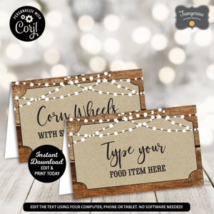 I Do BBQ Food Labels, Rustic Wood Food Tents Printable, Place Cards ...