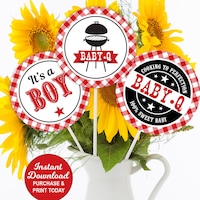 Personalized Baby Q Baby Shower Water Bottle Labels, Baby Q Theme Party ...