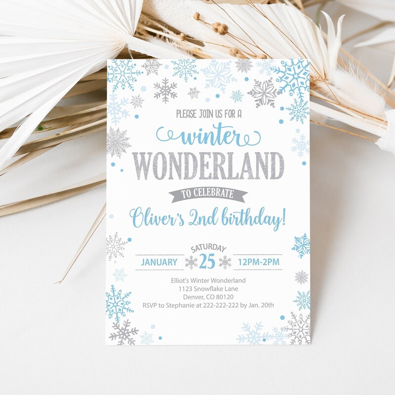 Snowflake Birthday Invitation - Etsy