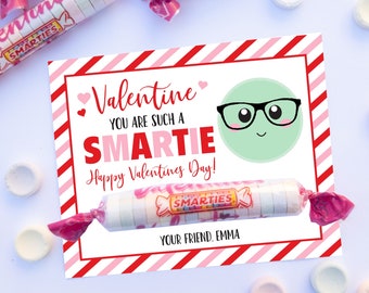 Smartie Valentines Day Tag Printable, Kids Valentine Card, School ...