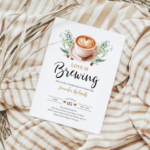 Bridal Shower Coffee Invitation Template - Etsy