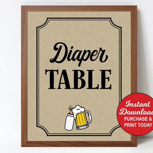 Beer Diaper Table Sign A Baby is Brewing Diaper Sign | Etsy